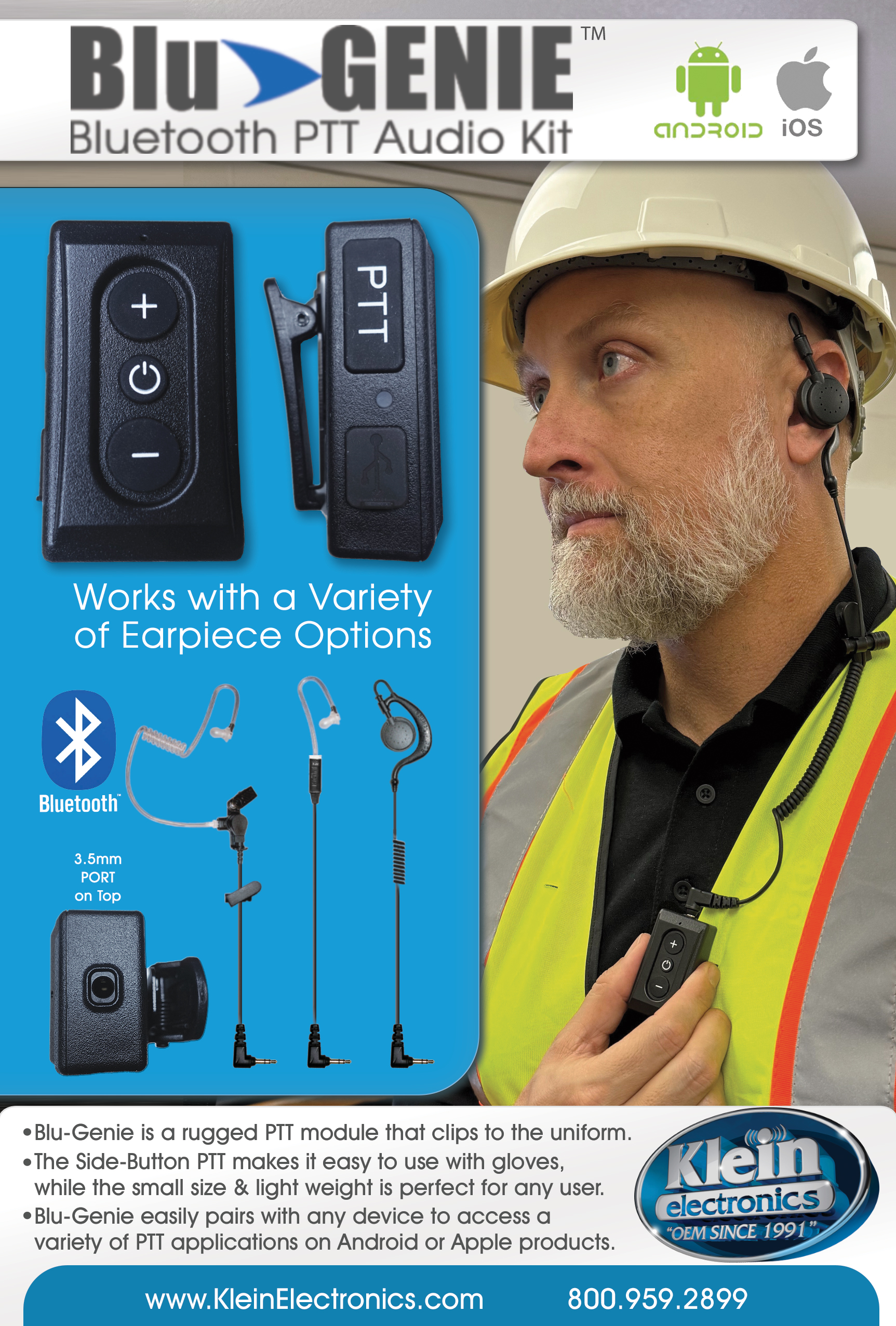 Blu-Genie Bluetooth Push-to-Talk (PTT) Audio Kit